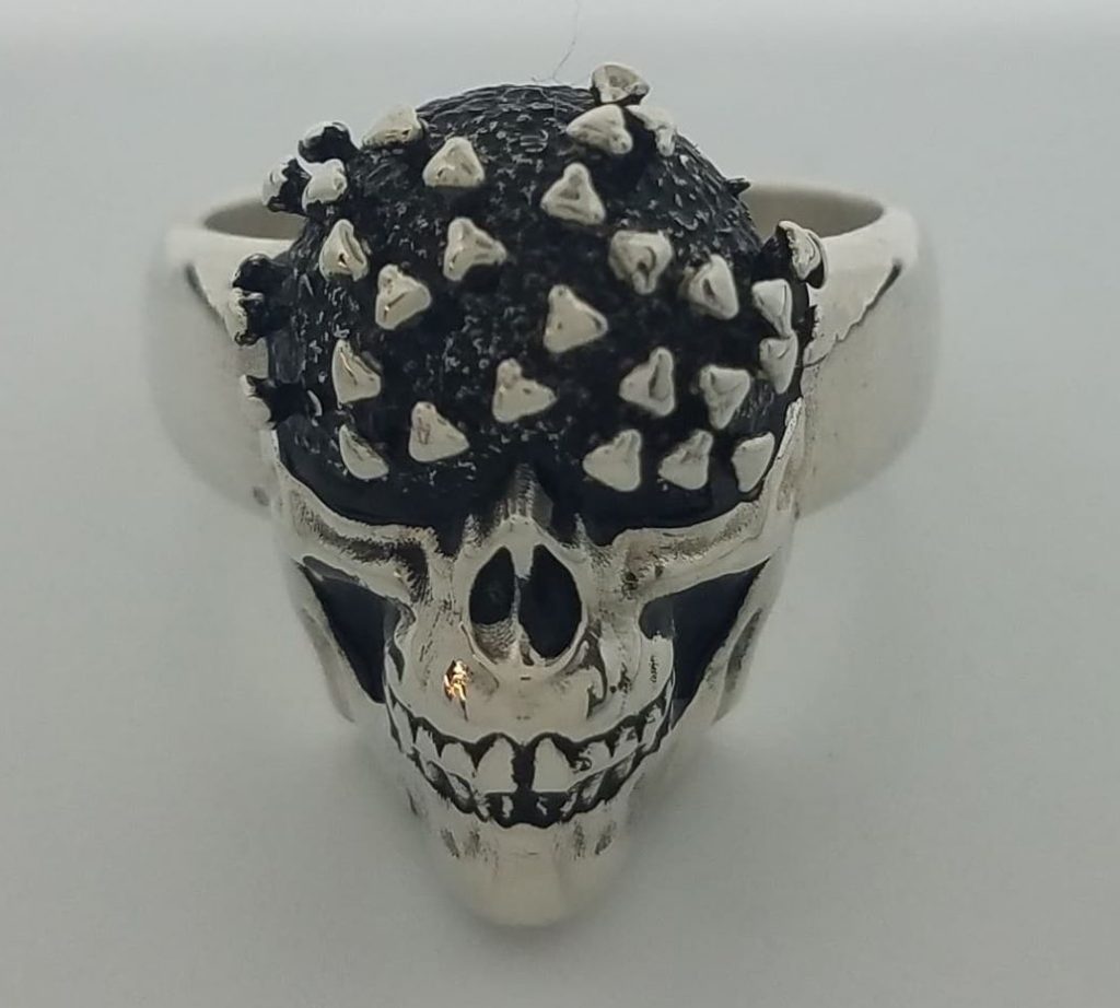 Sterling Crush Covid Viral Skull Ring - Outlaw Biker Jewelry